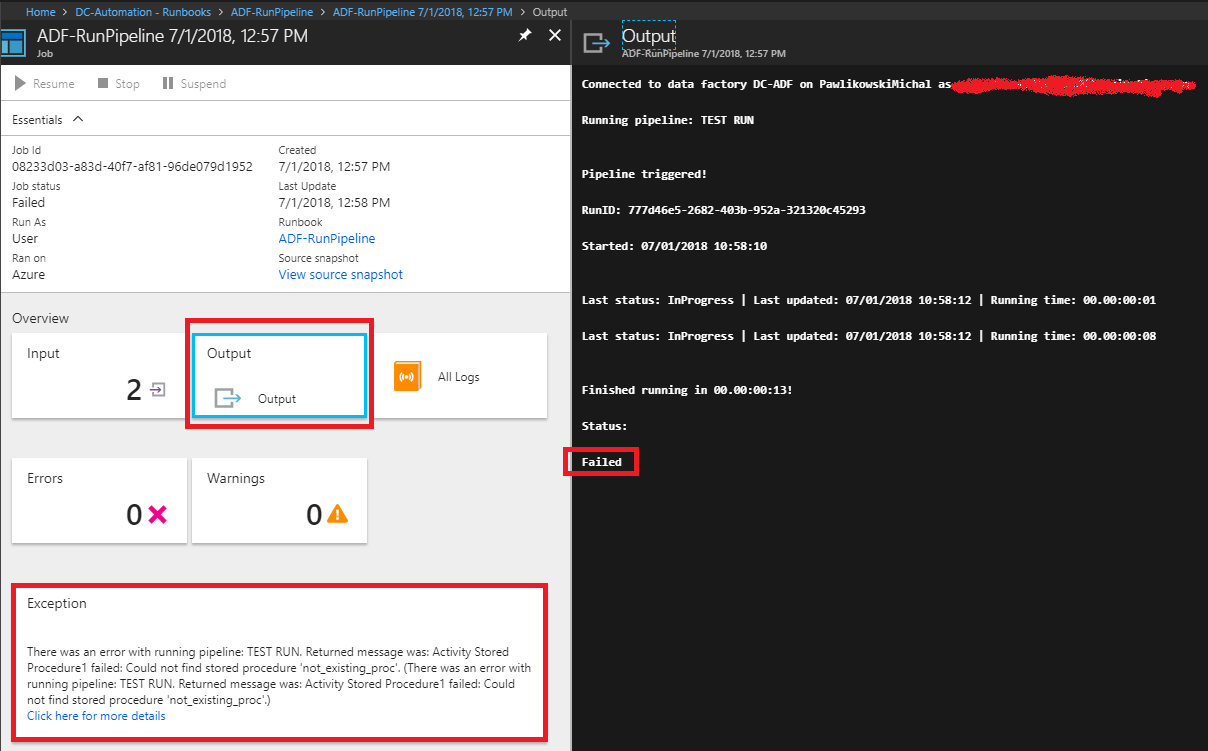 Azure Data Factory V2 And Azure Automation Running Pipeline From Runbook With Powershell